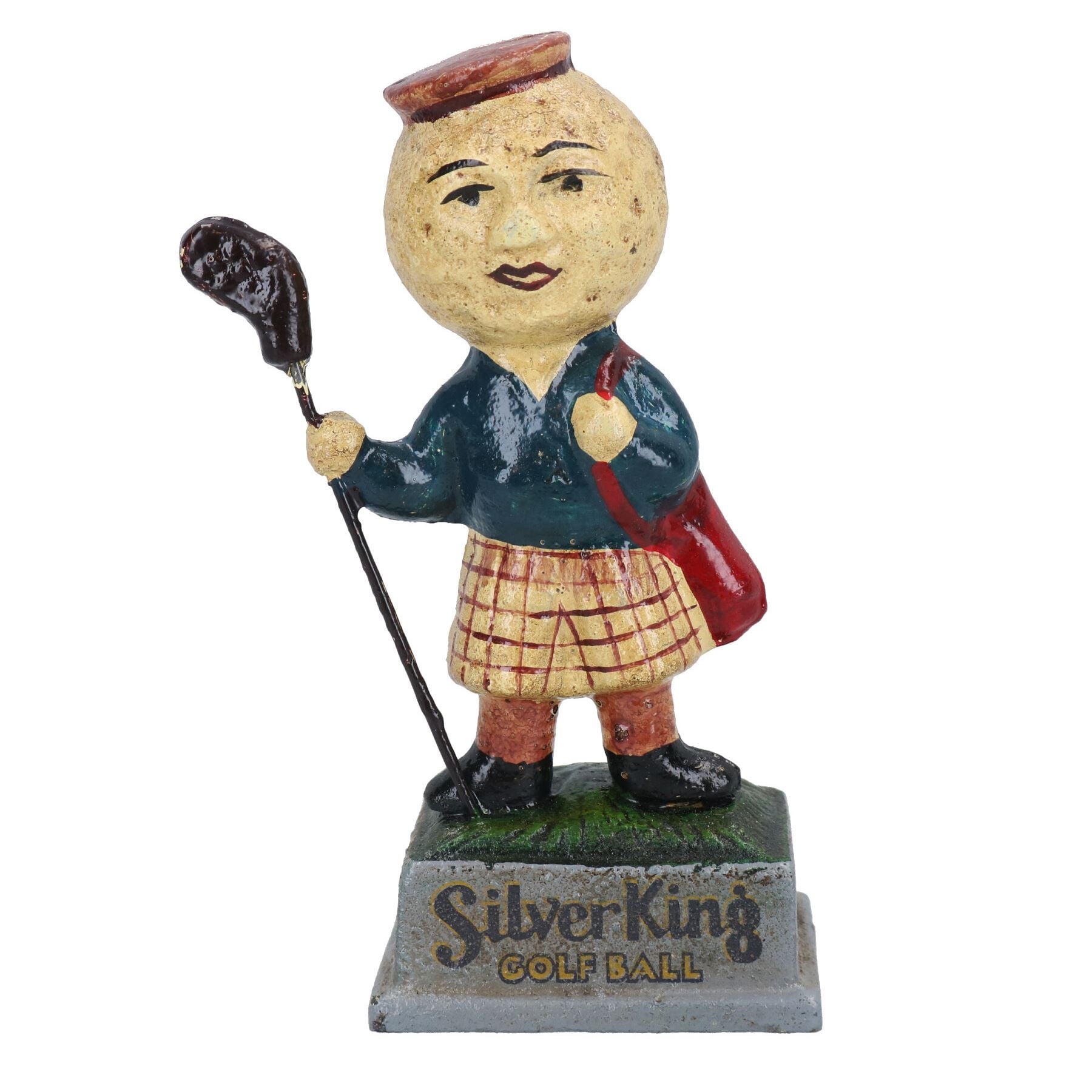 Silver King Golf Man Figure Statue Cast Iron Golfer Mascot Ornament ...