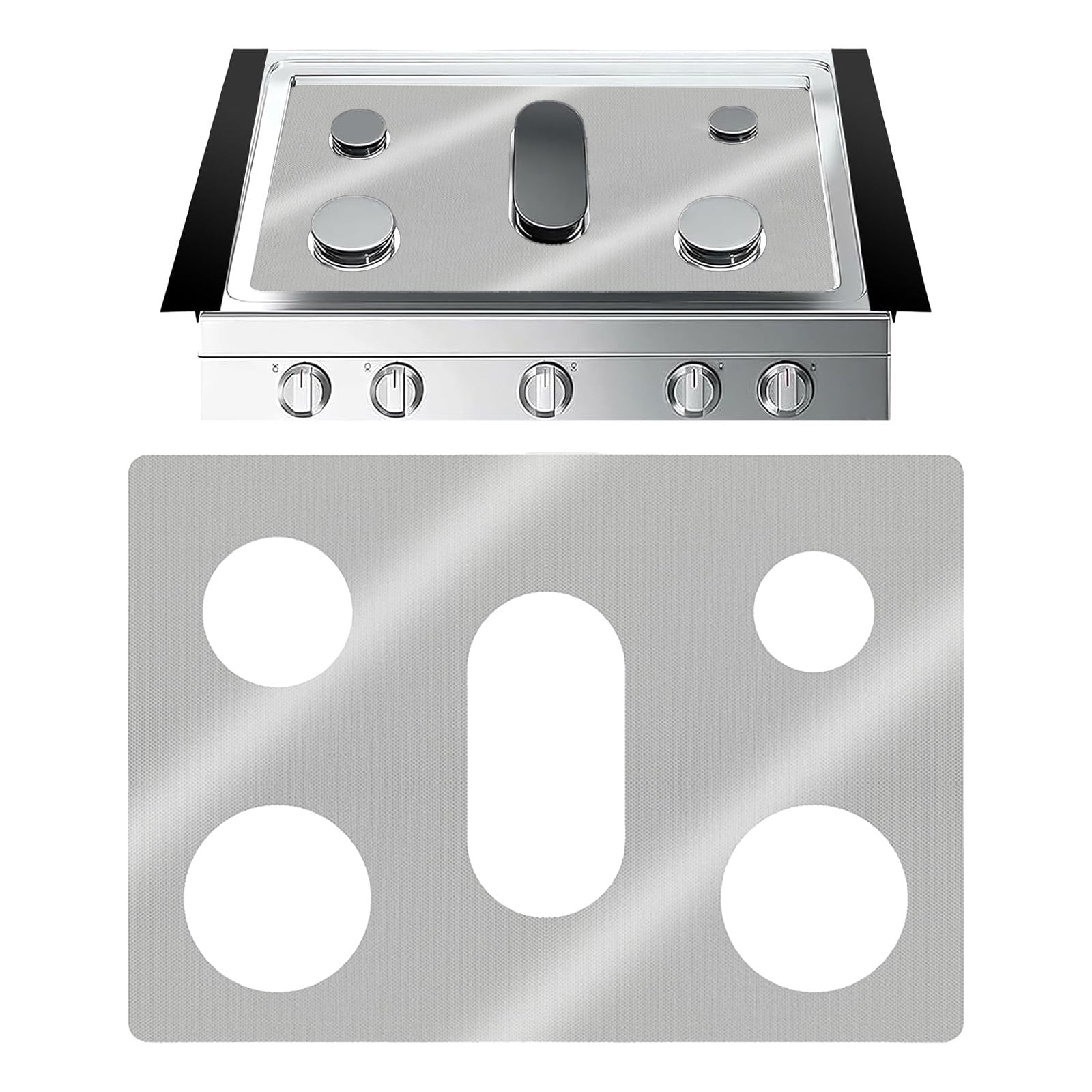 Silver Kitchen BBQ Mat & Fire Mat Stove Cover Stove Top Burner ...