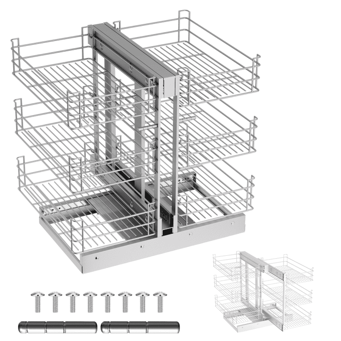 Silver Kitchen Organizer, 26.8x17.9-Inch Size, Slide-Rail Design ...