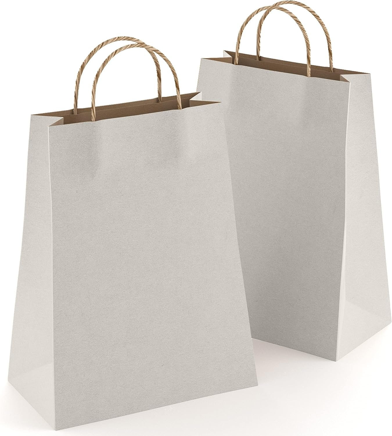 Silver Kraft Paper Bags with Handles Bulk, 8 x 4.75 x 10.5 Inch. 25 ...