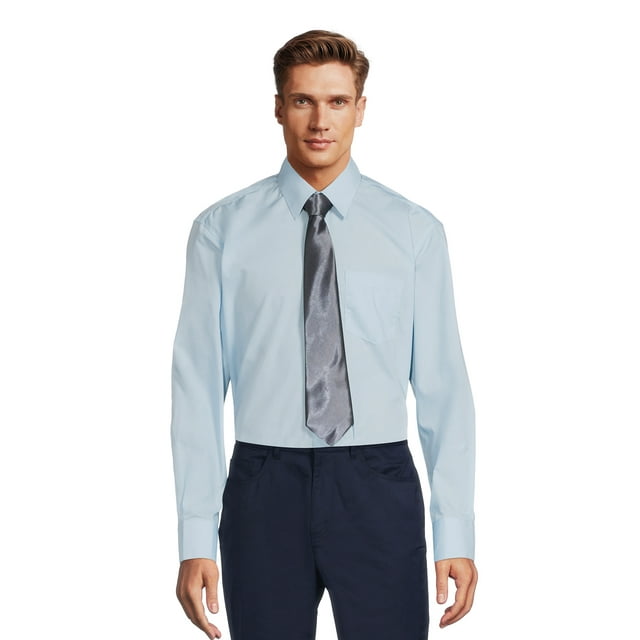 Silver Label Men’s Long Sleeve Solid Dress Shirt with Front Chest ...