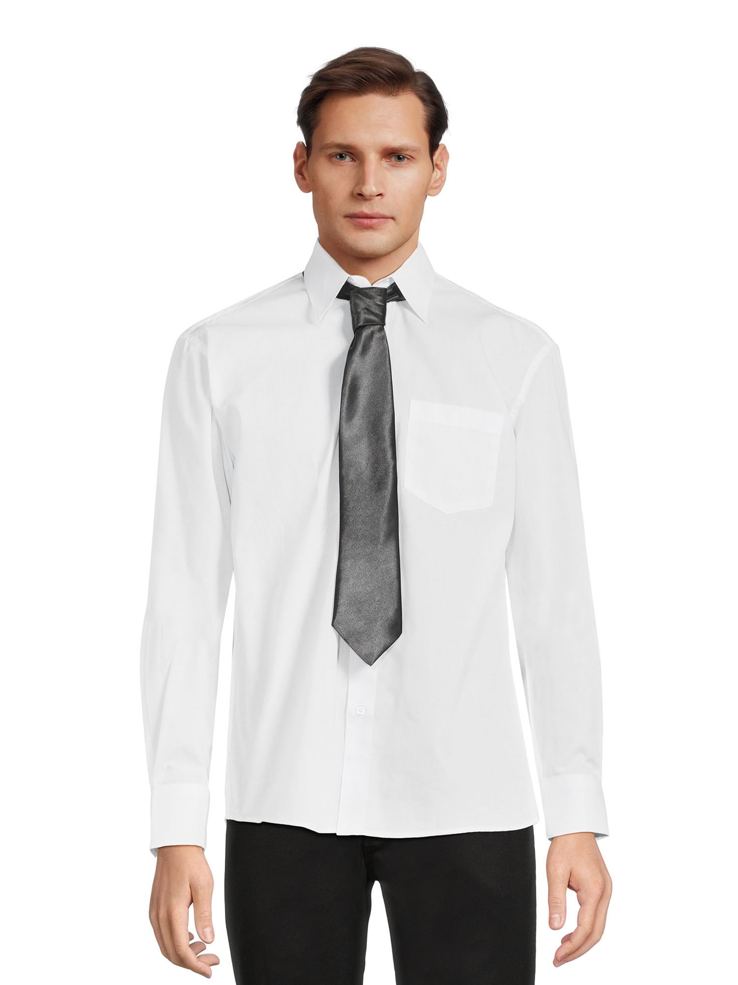 Silver Label Men’s Long Sleeve Solid Dress Shirt with Front Chest ...