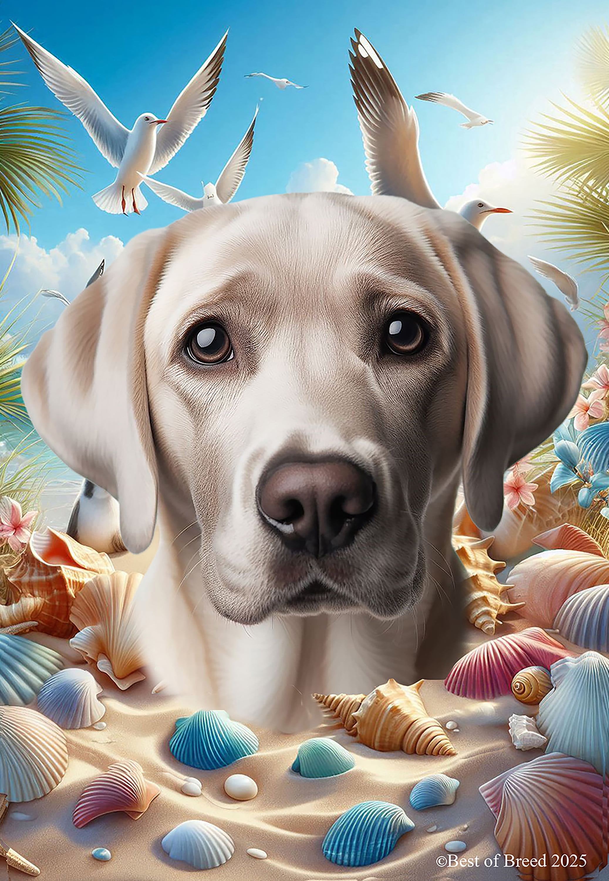 Silver Labrador - Best of Breed Summer Beach Outdoor House Flag 28" x ...