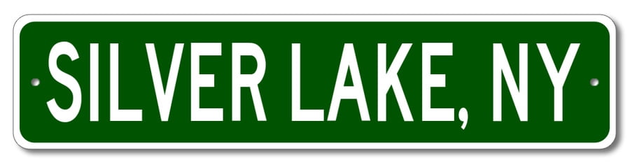Silver Lake New York Metal Wall Decor City Limit Sign Size: 4 x 16 Inch ...