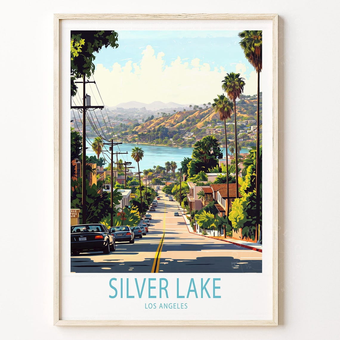 Silver Lake Travel Poster, Silver Lake Los Angeles Travel Print, Los ...
