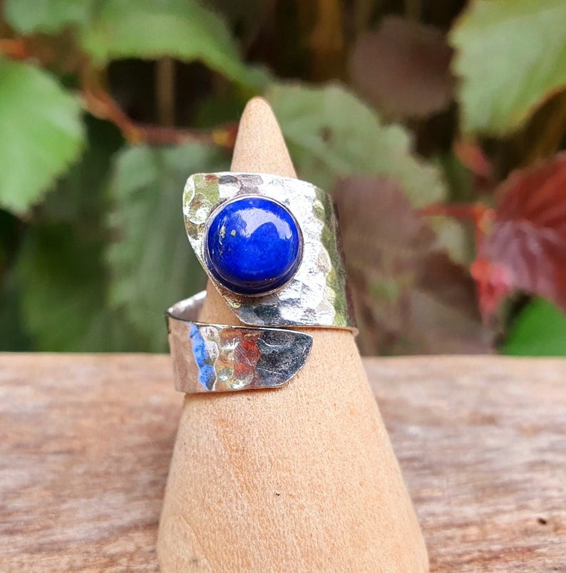 Silver Lapis Lazuli Ring / Adjustable / Gift for Her / Boho / Bohemian ...