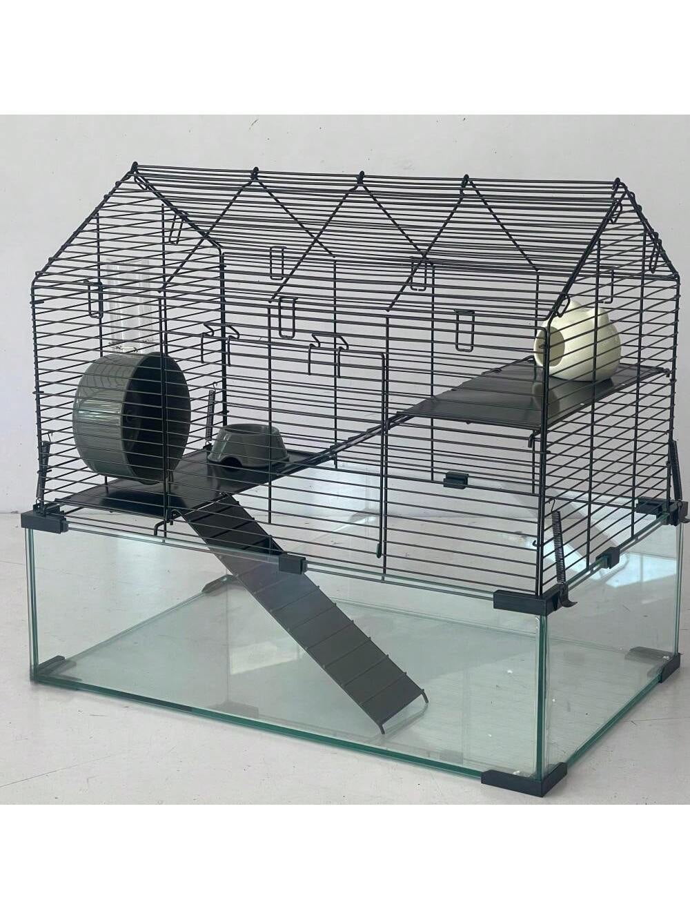 Large Hamster Cage, 3-Tier Gerbil Cages With Running Wheel, Water ...