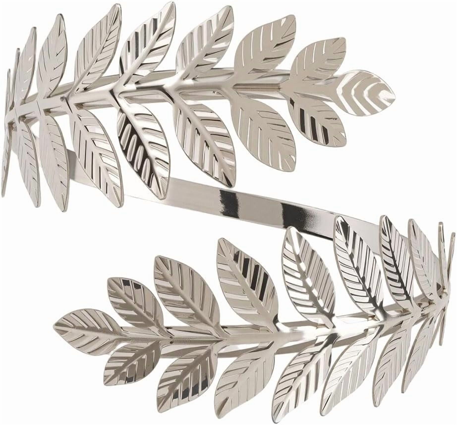Silver Leaf Arm Cuff Bracelet Tree Alloy Metal Open Upper Arms Swirl ...