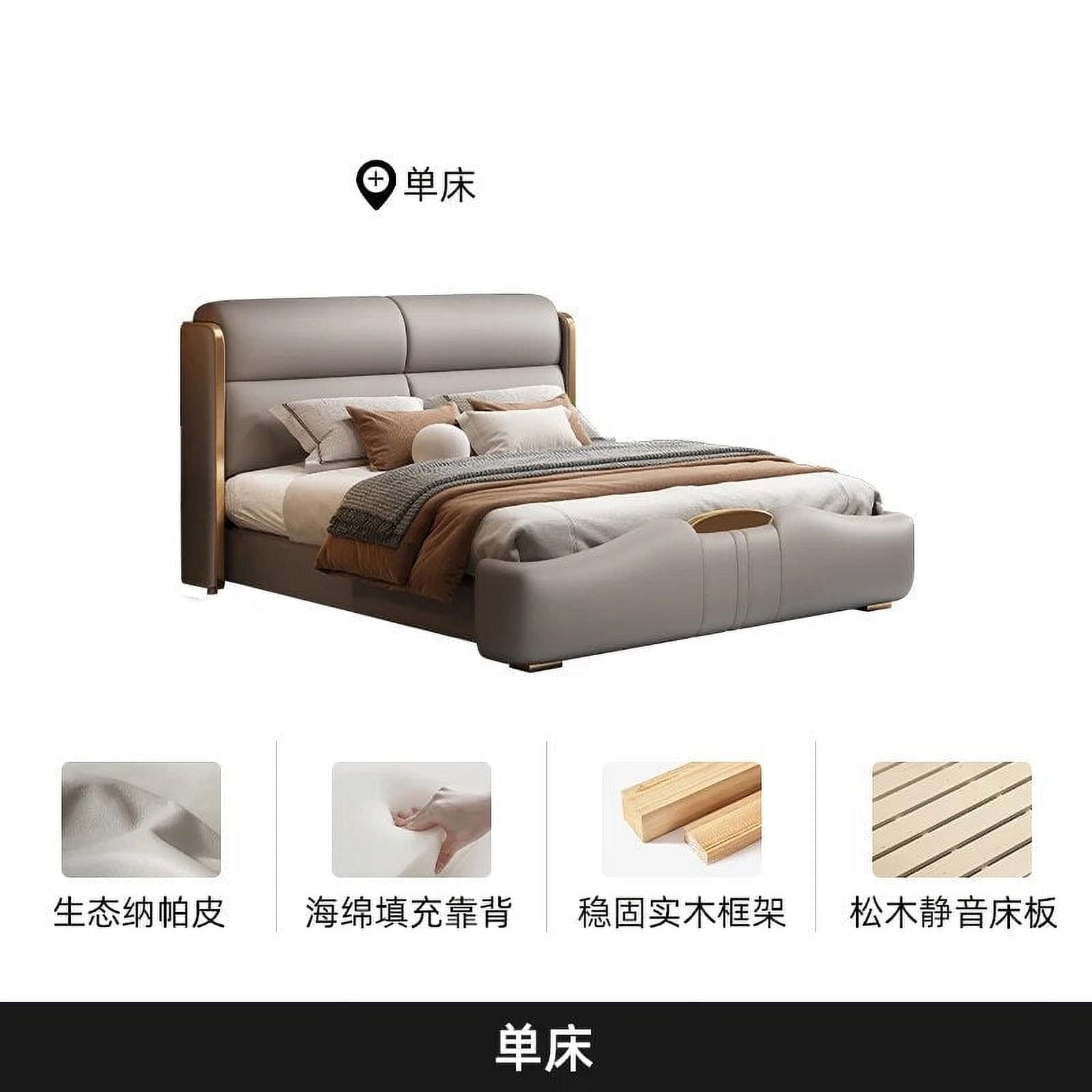 Silver Leather European Double Bed Simple Master Sleeping Bedframe ...