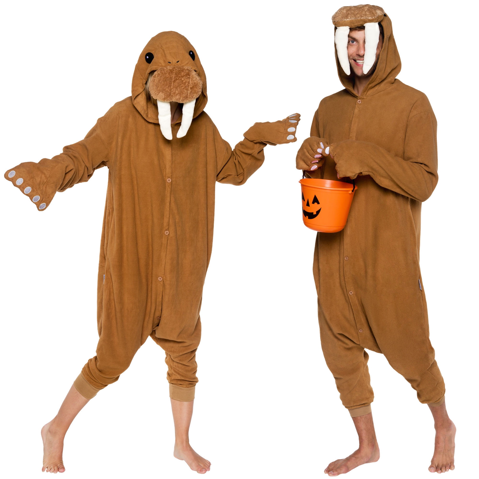 Silver Lilly Adult Walrus Animal Costume Plush One Piece (Brown, XX ...