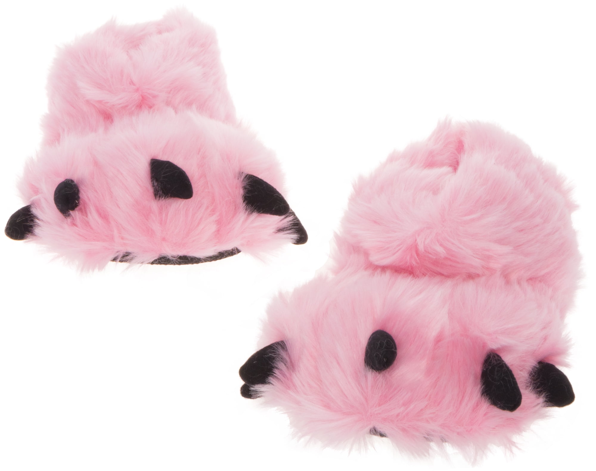 Silver Lilly Bear Paw Animal Slippers - Novelty House Shoe (Pink, Large ...