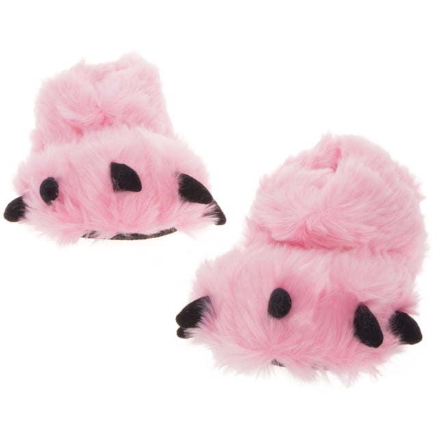 Silver Lilly Bear Paw Animal Slippers - Novelty House Shoe (Pink, Large ...
