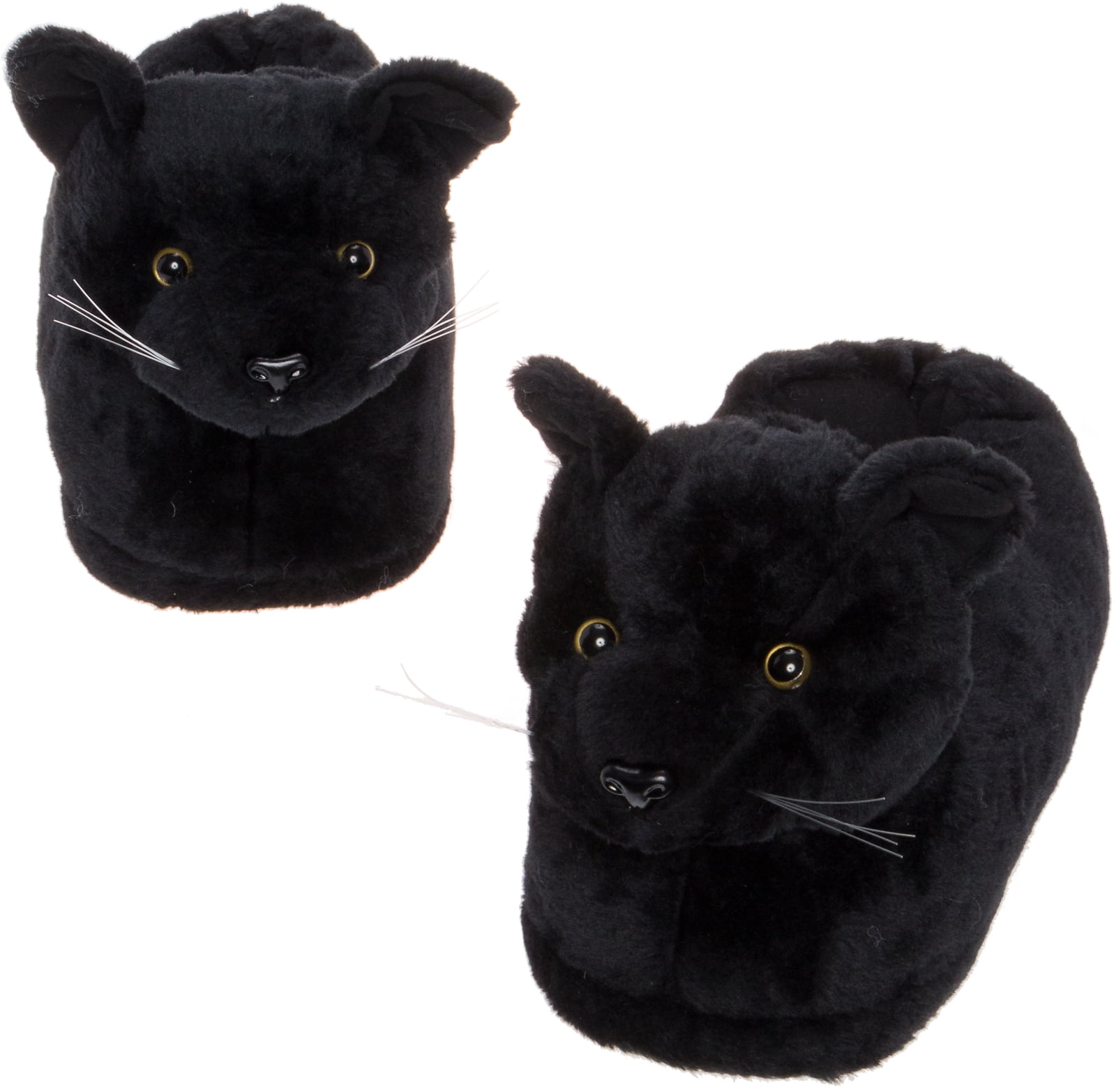 Silver Lilly Black Cat Slippers - Plush Novelty Animal Costume House ...
