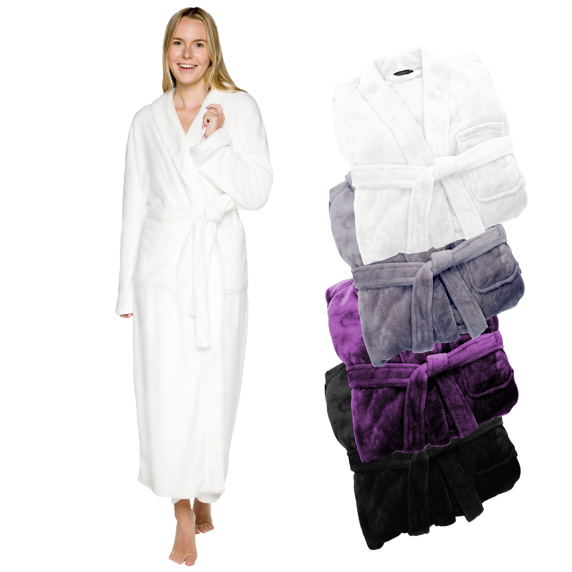 Silver Lilly - Women's Full Length Plush Luxury Bathrobe - Walmart.com