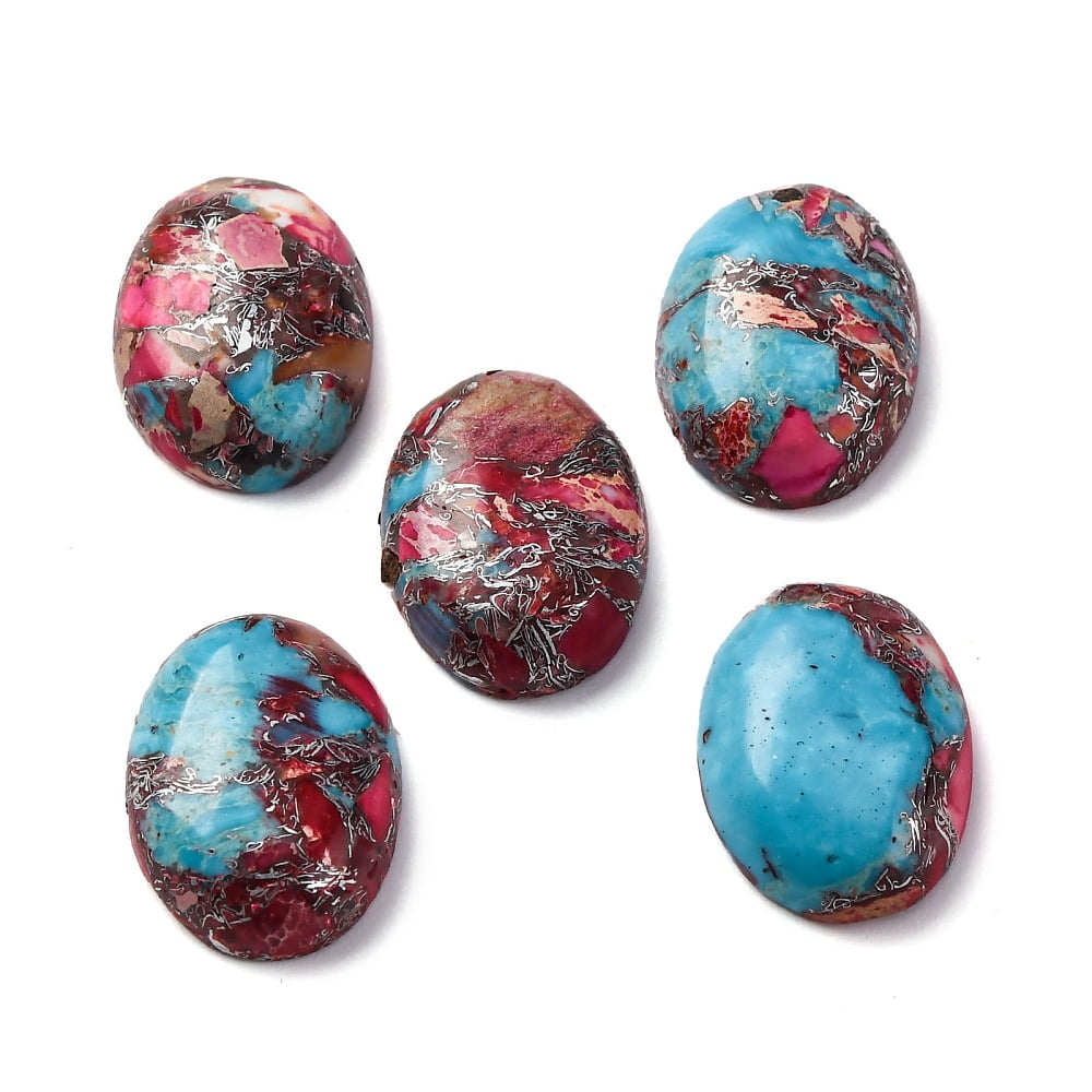 Silver Line and Regalite/Imperial Jasper/Sea Sediment Jasper Oval Deep ...