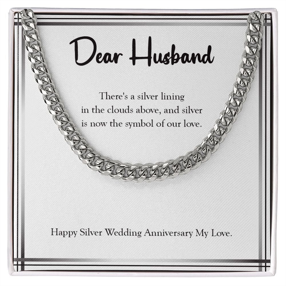 "Silver Lining" Husband Silver Wedding Anniversary Necklace Gift From ...