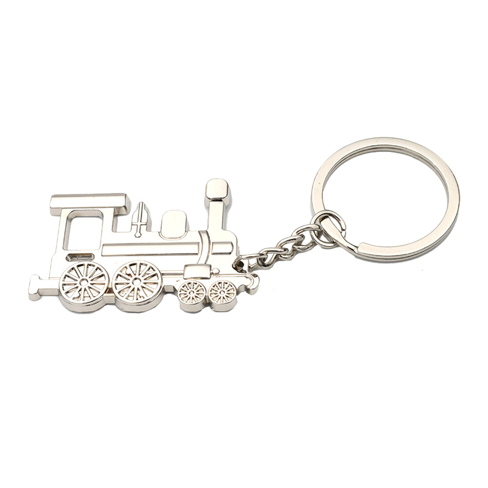 Silver Locomotive Train Metal Keychain Punk Keyring Chain Craft for Men ...