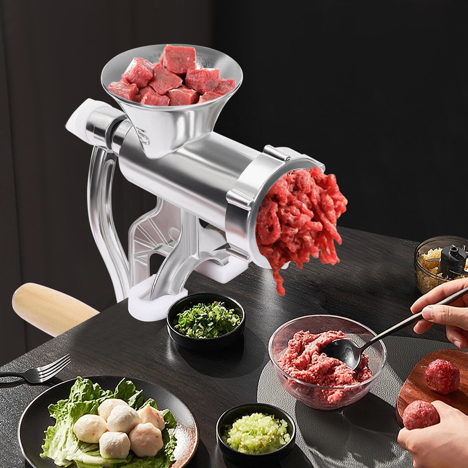 Silver Meat Mincer, Manual Meat Mincer, Meat Mincer Sausage Maker Cast ...