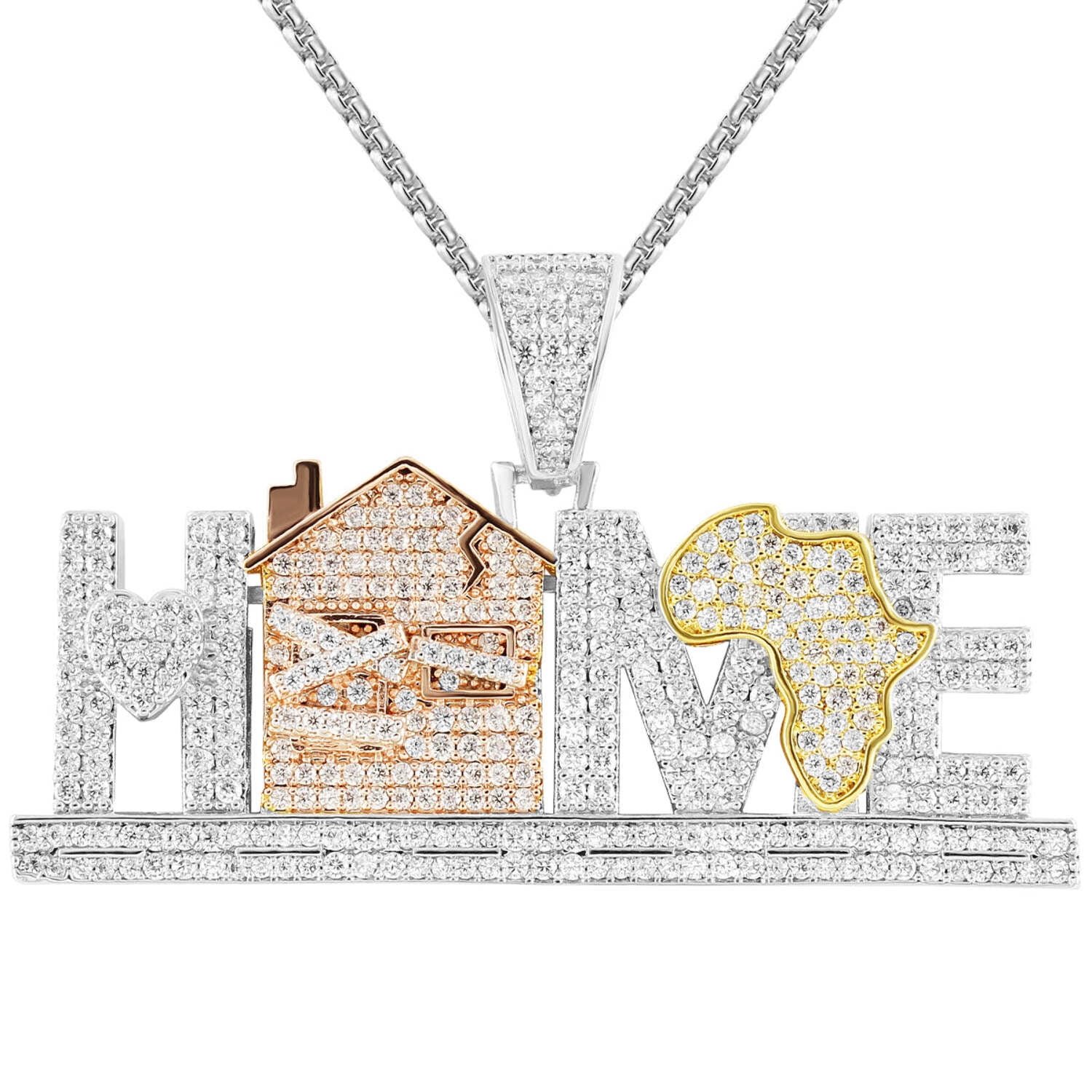 Silver Men's Home Trap Africa Map Custom Pendant Chain - Walmart.com