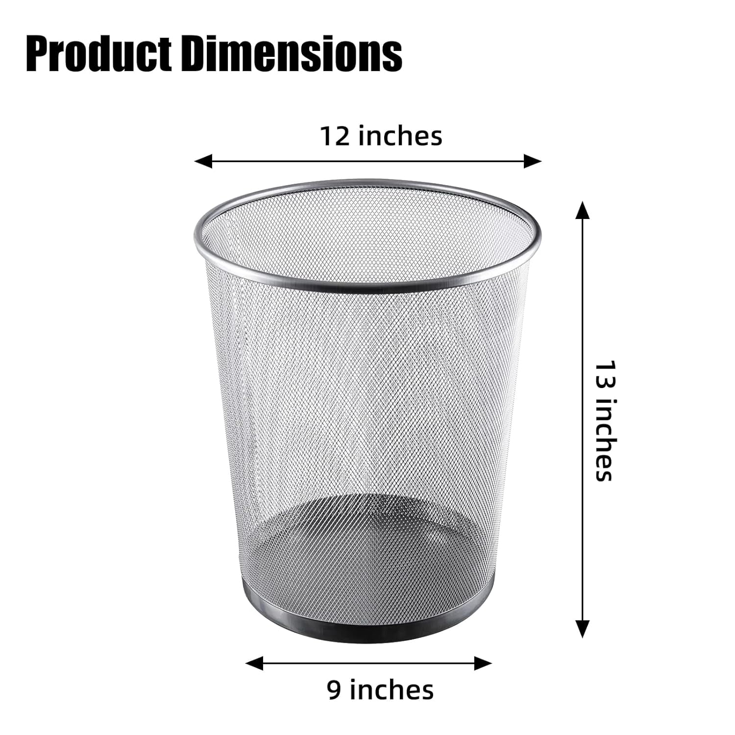 Silver Mesh Trash Cans, 10-Pack 6 Gal Mesh Office , Open Metal Wire ...