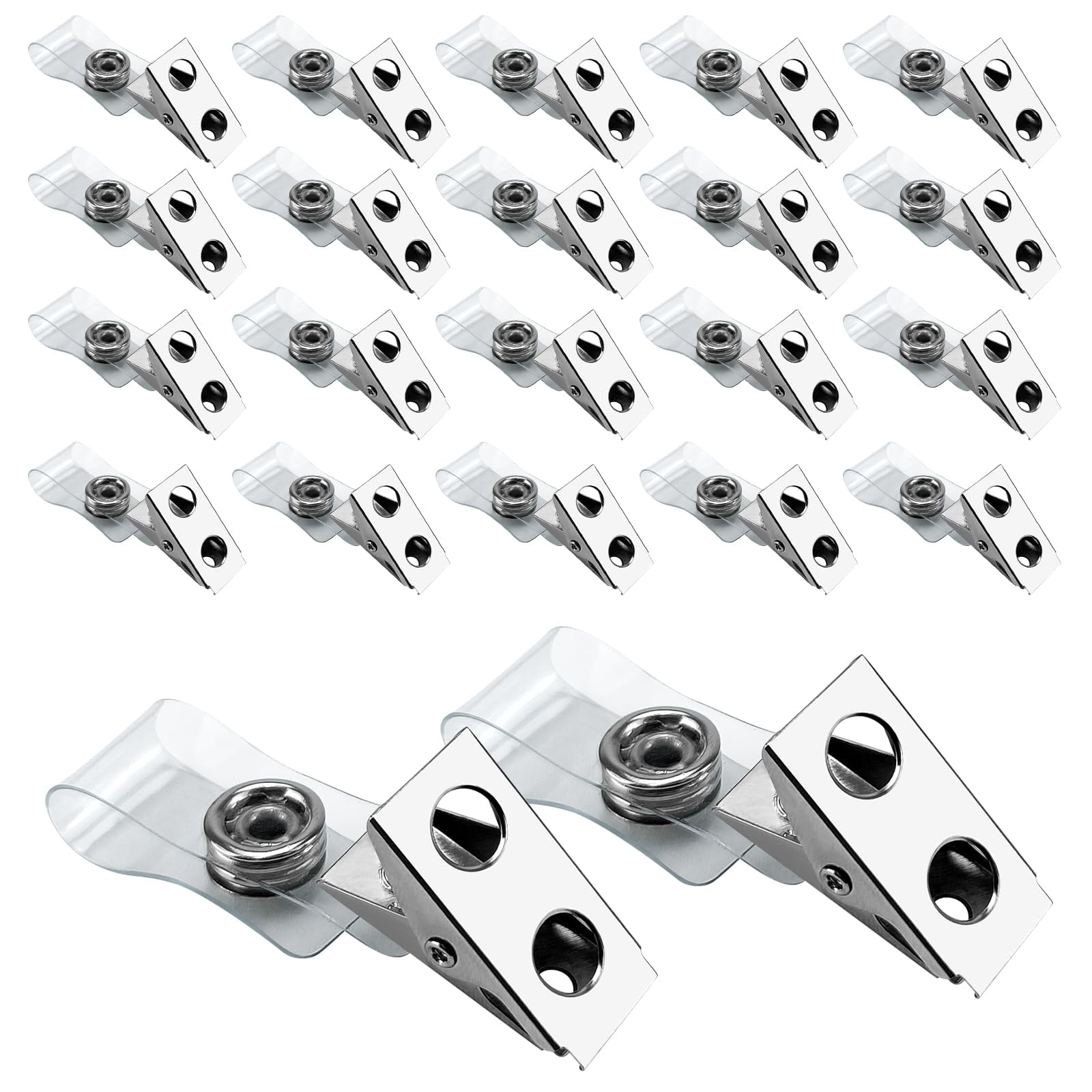 Metal Badge Clips with Clear PVC Straps, ID Card Holder Adapter for ...