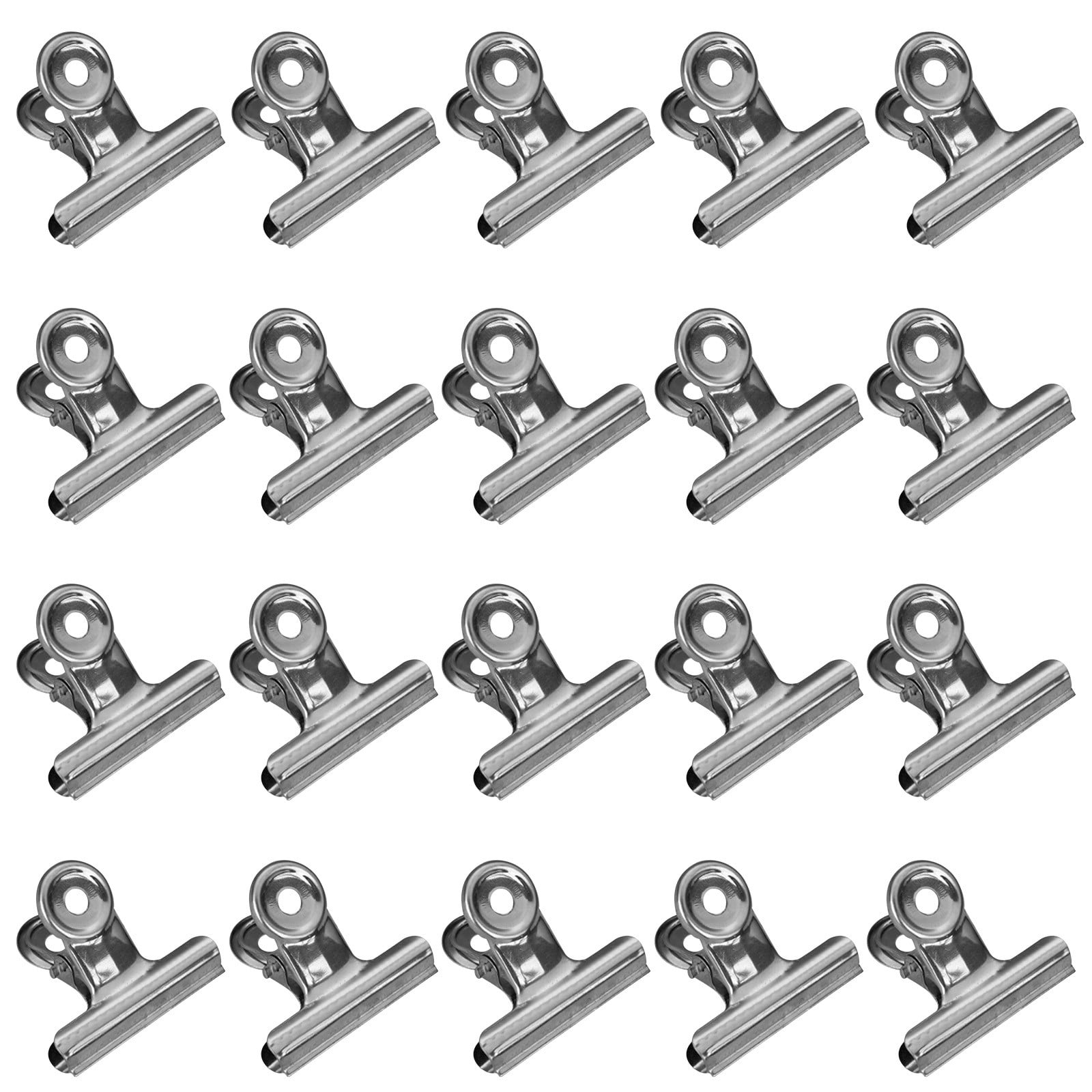 Silver Metal Hinge Clips - 20 Pack 2 Inch Large Bull Binder Paper Clips ...