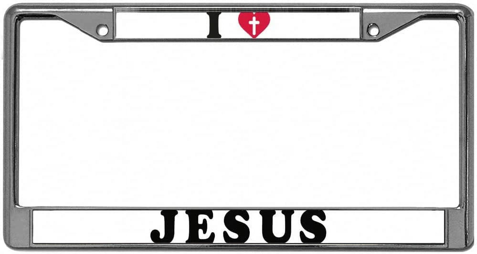 Silver Metal I Love Jesus Unique License Plate Frame Durable License ...