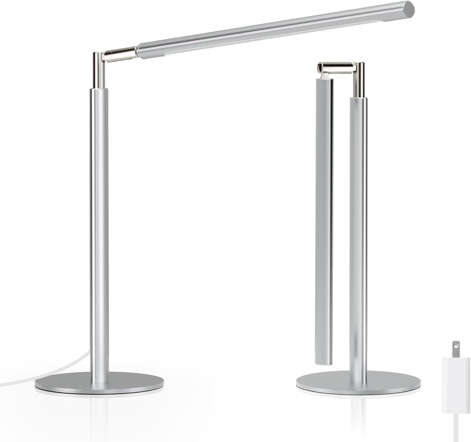 Silver Metal LED Desk Lamp (15W) - Foldable, 4 Colors & 6 Brightness ...