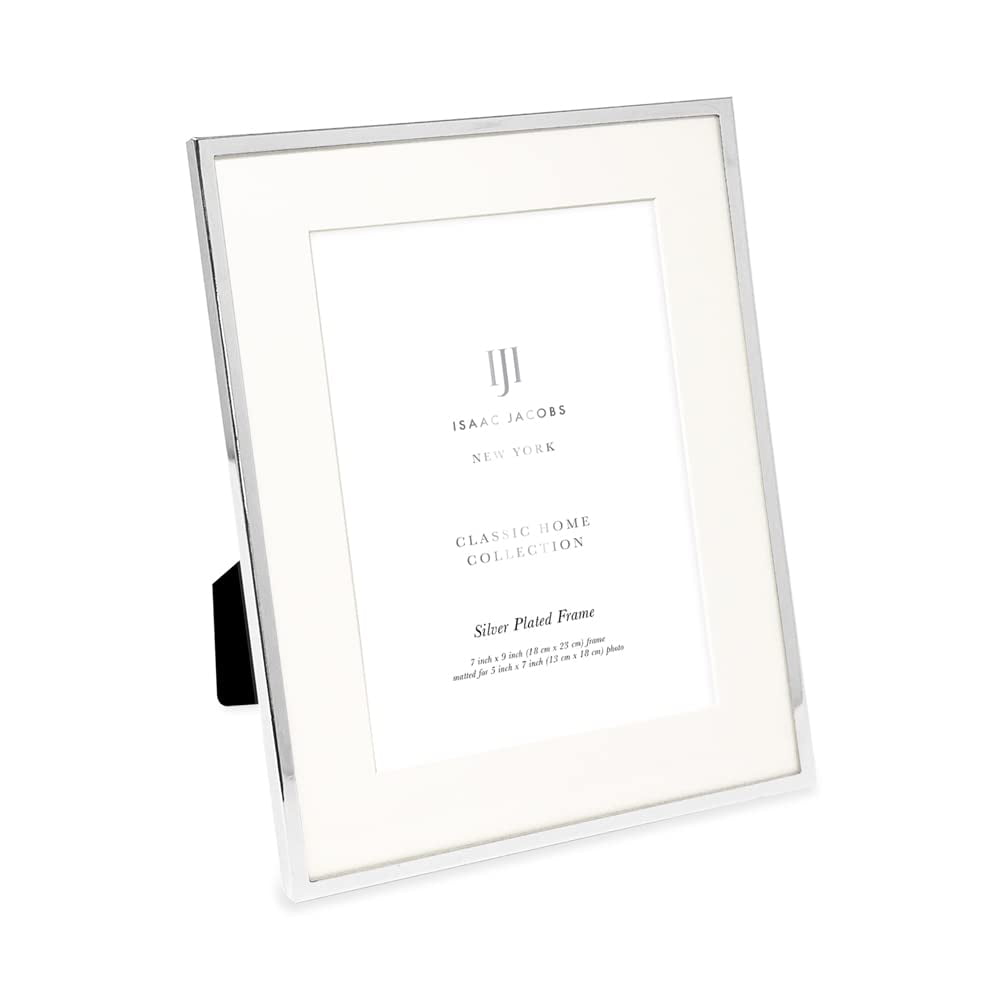 Silver Metal Picture Frame 7x9 with 5x7 Mat, Classic Tabletop & Wall ...