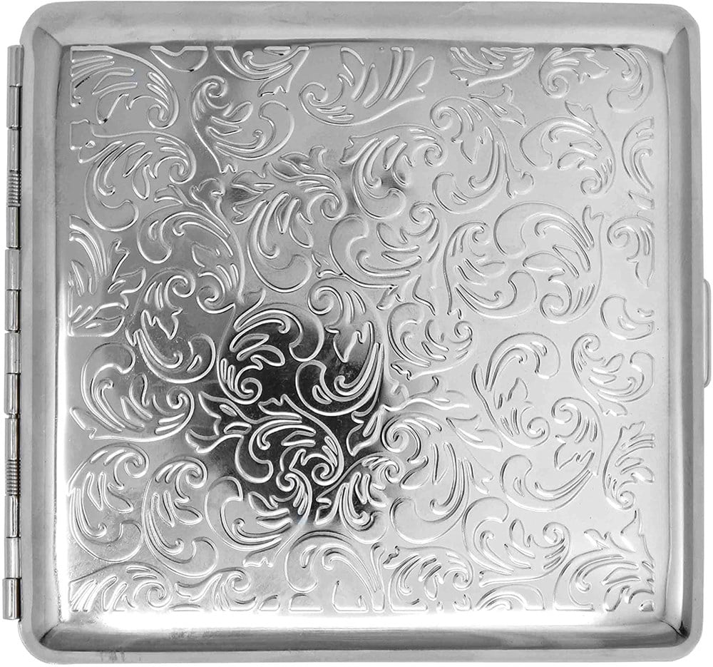 Silver Metal-Plated Cigarette Case & Stash Box (Full Pack - King Size ...