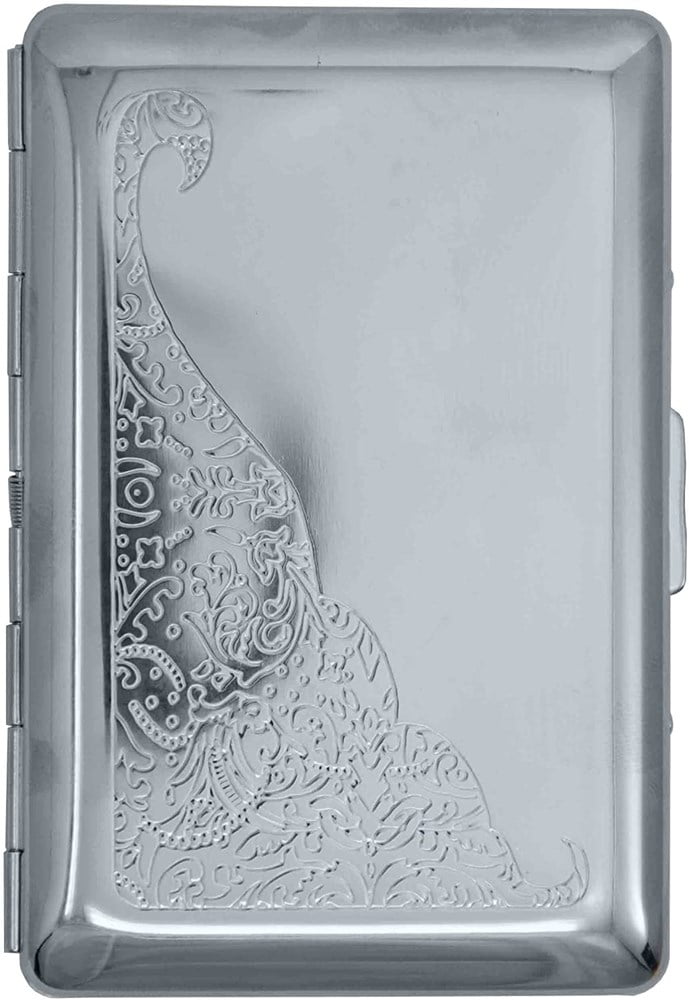 Silver Metal-Plated Compact Cigarette Case & Stash Box (7X King Size ...