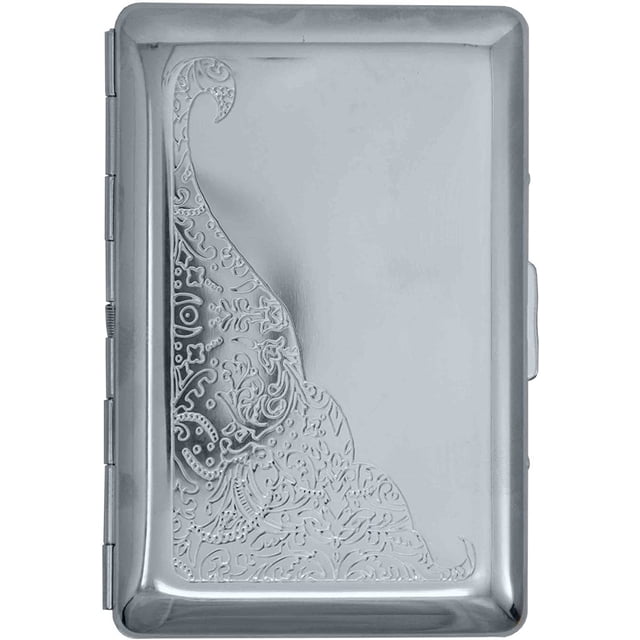 Silver Metal-Plated Compact Cigarette Case & Stash Box (7X King Size ...