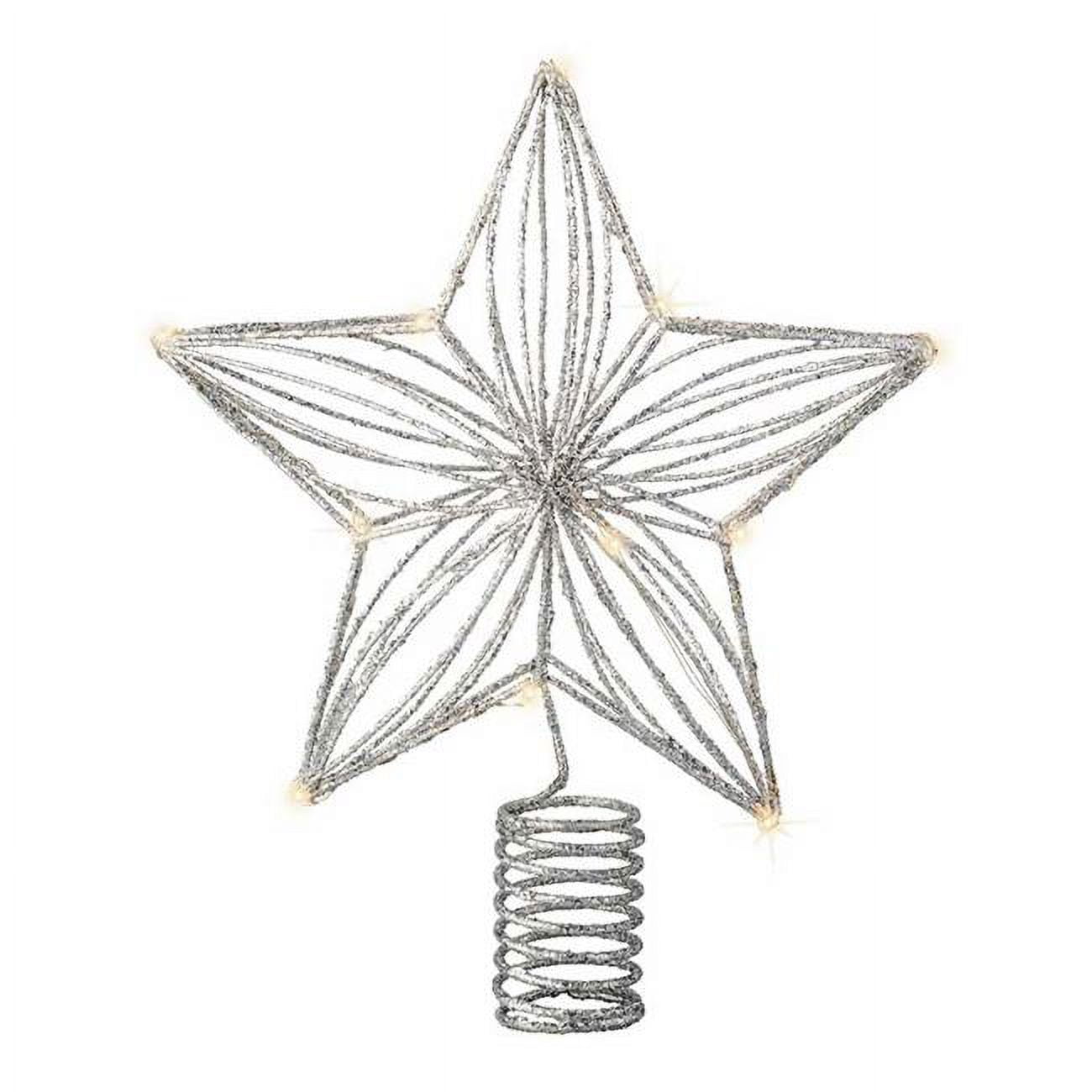 Silver Metal Star Battery Operated Warm White Micro LED Tree Topper ...