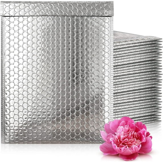 Silver Metallic Bubble Mailers, 13 x 17.5 Inch. Pack of 100 Bubble ...