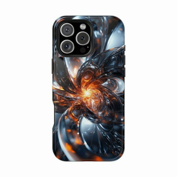 Silver Metallic Liquid Abstract iPhone Case Futuristic Gradient Design ...