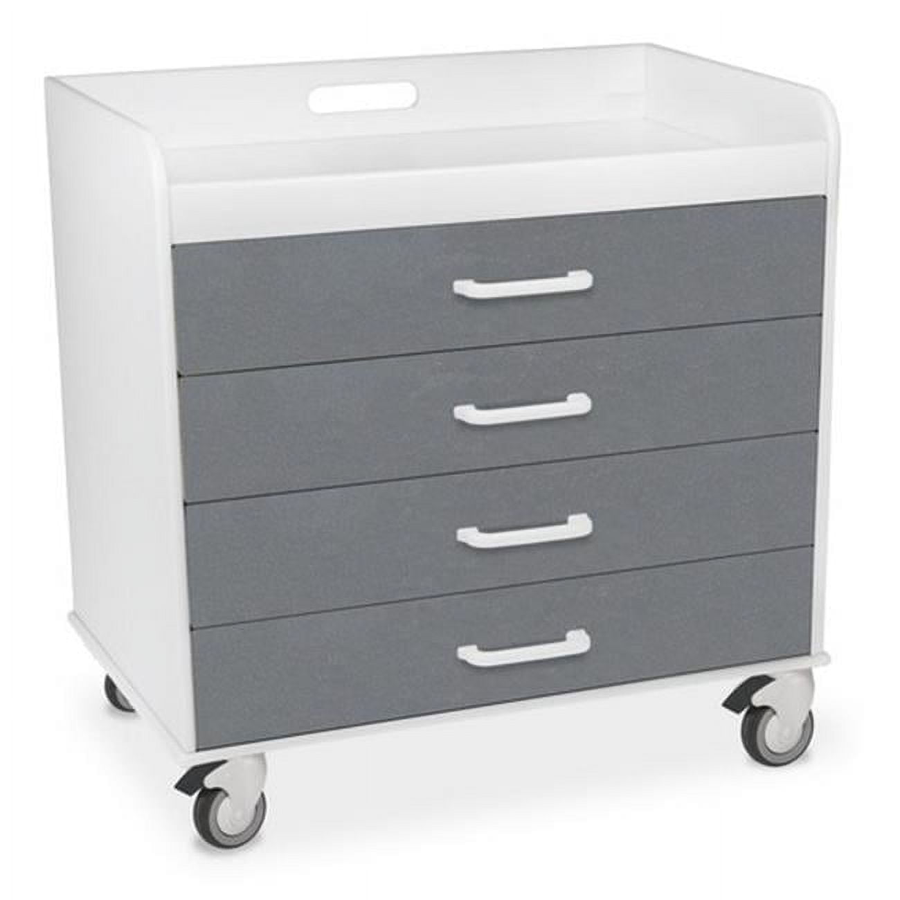 Silver Metallic Polyethylene Extra Wide Compact Locking 4 Drawer Cart ...