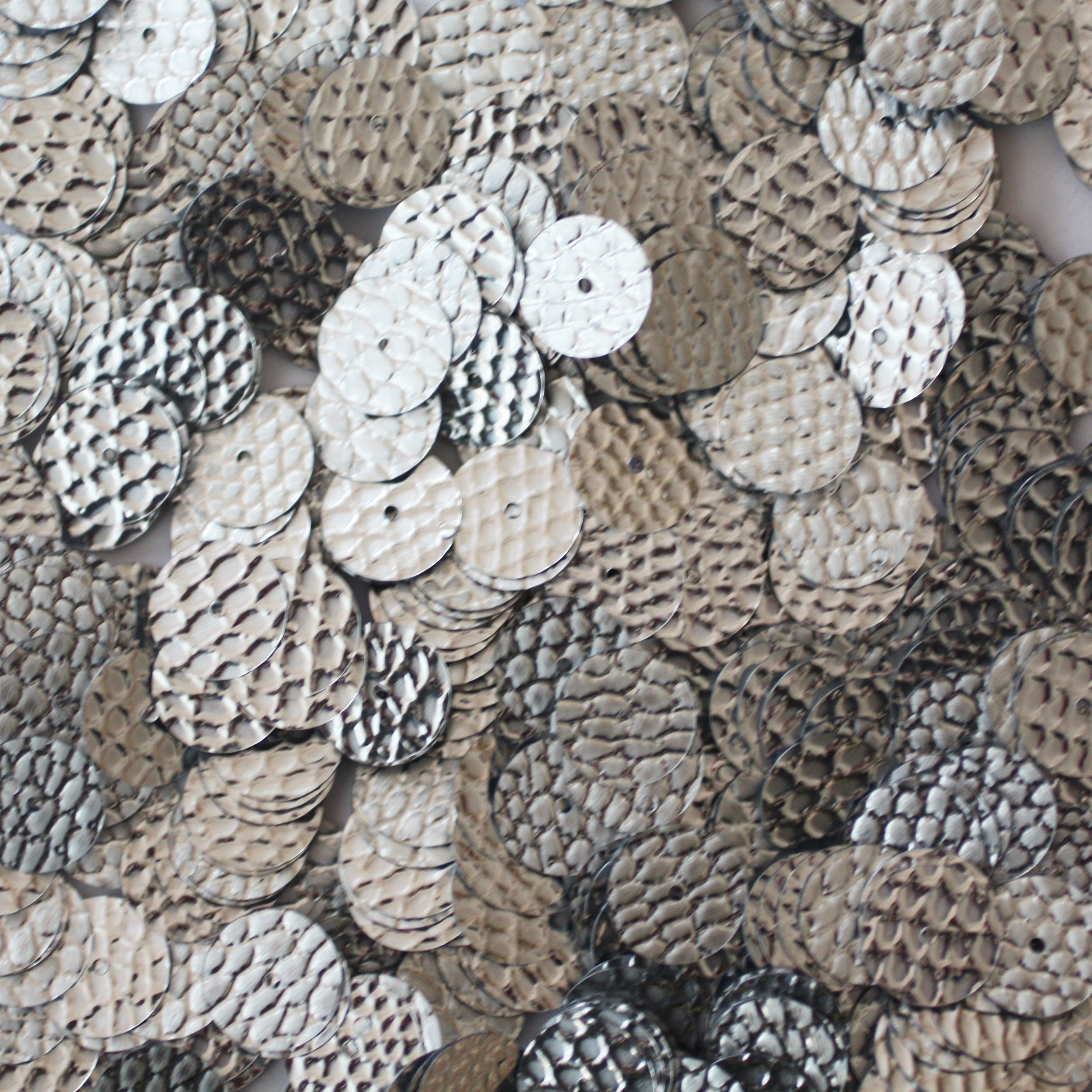Silver Metallic Sequins 10mm Lizard Snakeskin Texture Opaque Effect ...