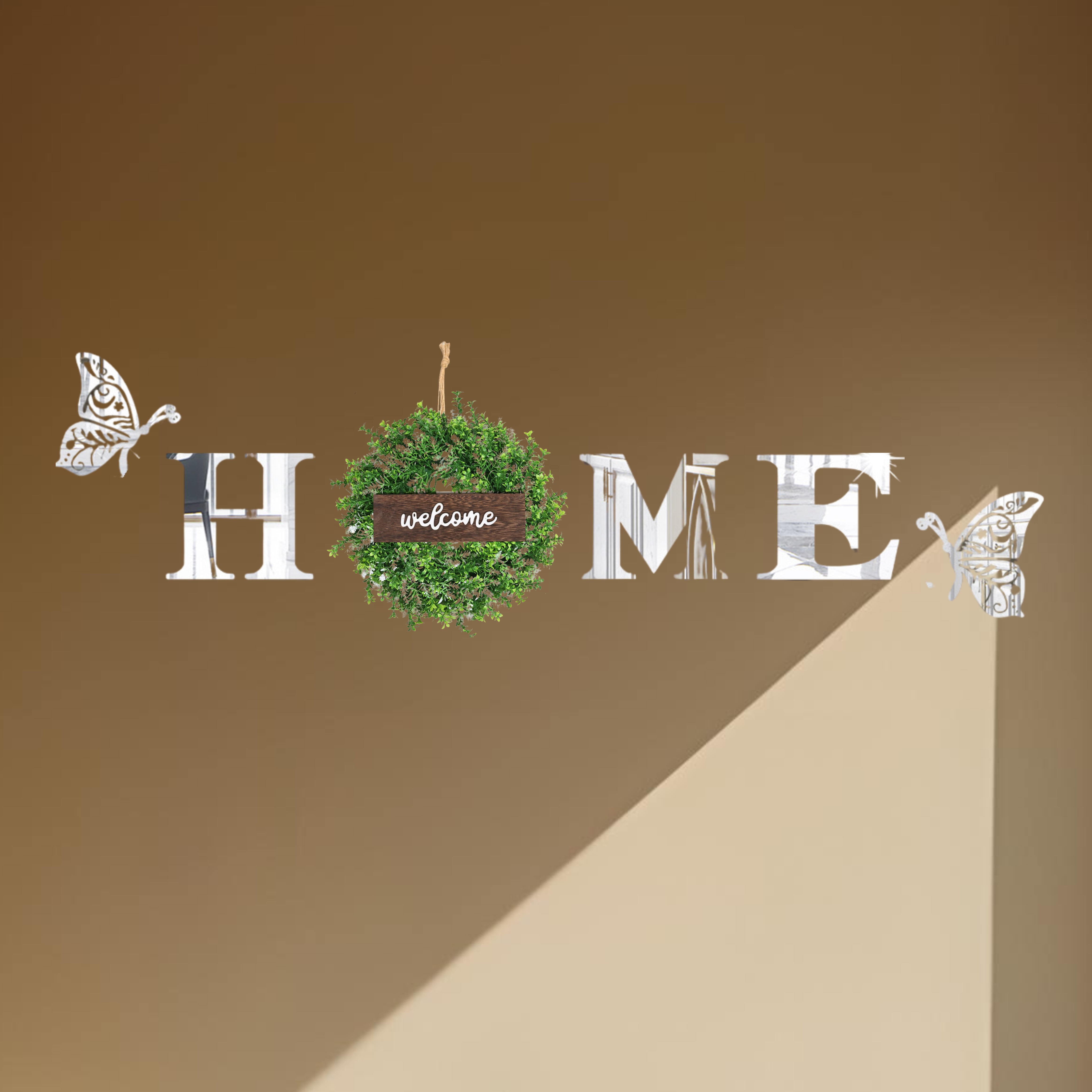 Silver Mirror Like Reflective Acrylic Home Letters Decor Home Sign Wall ...