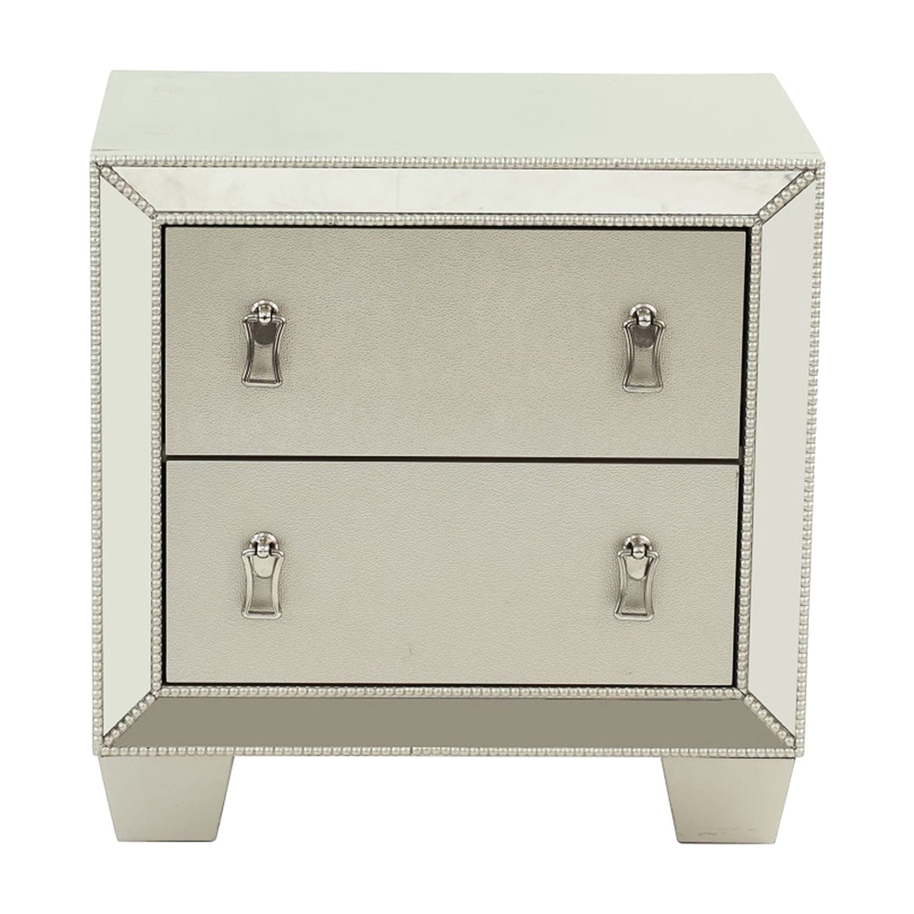 Silver Mirrored 2 Drawers Nightstand - Build For Bedroom Option Piece ...
