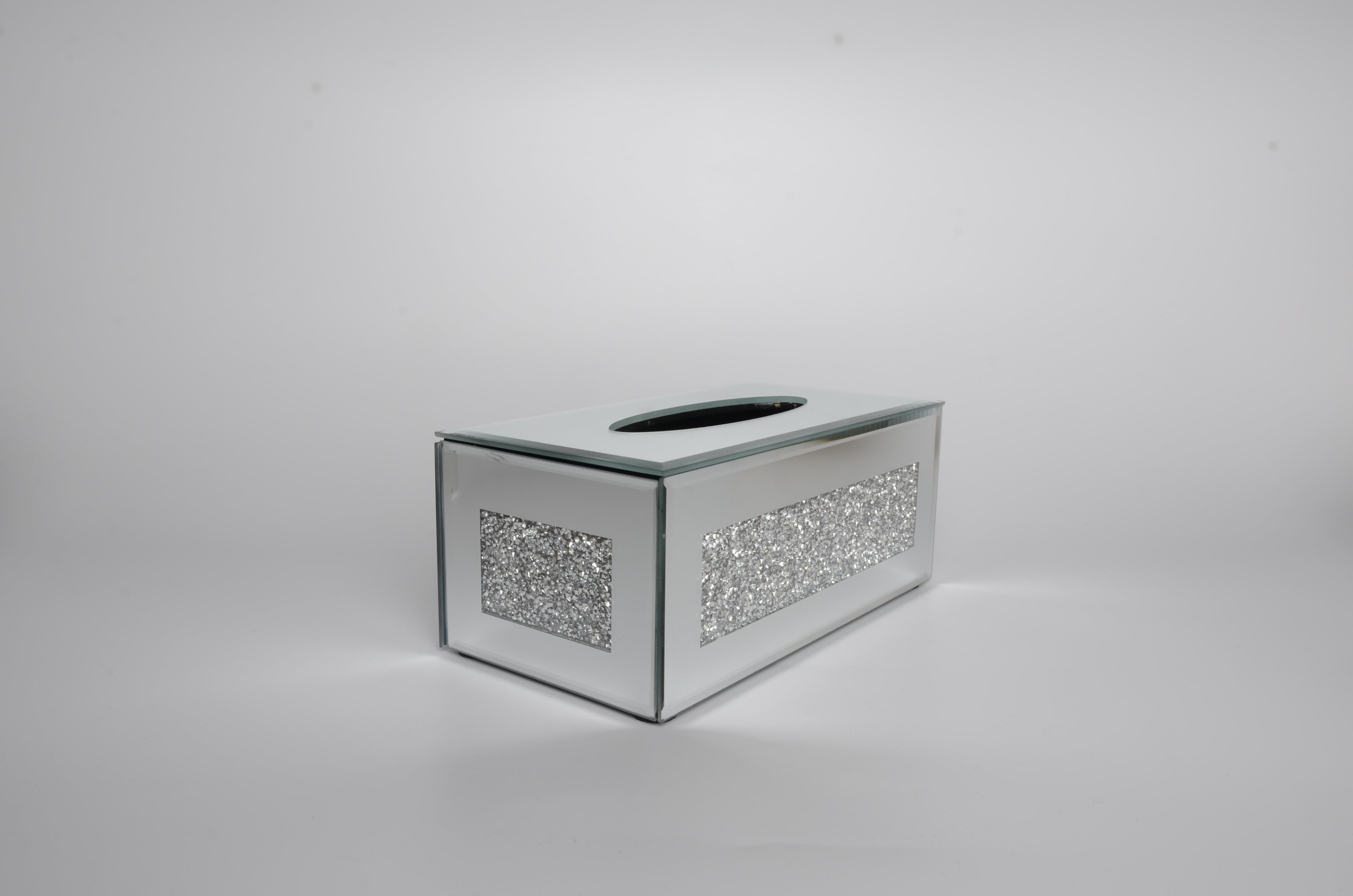 Silver Mirrored Glass Bling Tissue Box Cover - Walmart.com