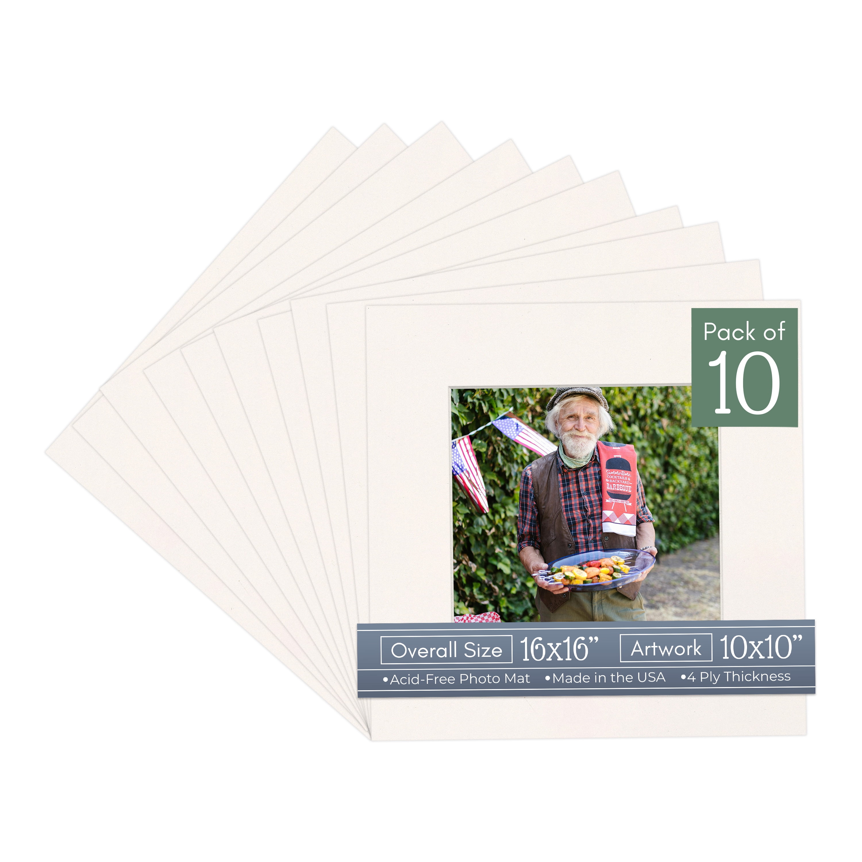 Silver Mist Picture Frame Mat for 16x16 Frames - Fits 10x10 Photos - 10 ...