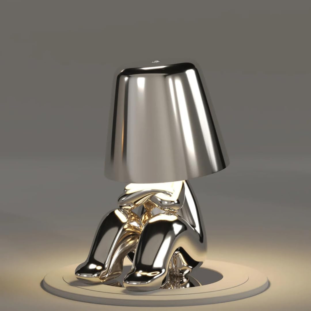 Silver (Mr. Where) Thinker Lamp Desk Lamp Room Decor – USB-C Charging ...