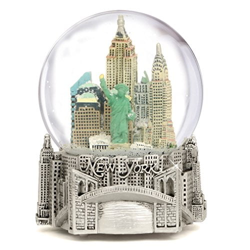 Silver Musical New York City Snow Globe, (6 Inch) NYC Snow Globes ...
