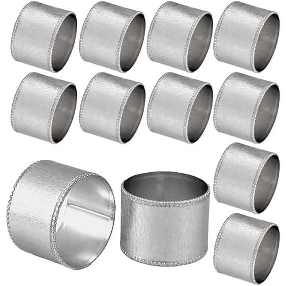 Silver Napkin Rings Set of 12 Premium, 100% Metal Rust-Resistant Décor ...