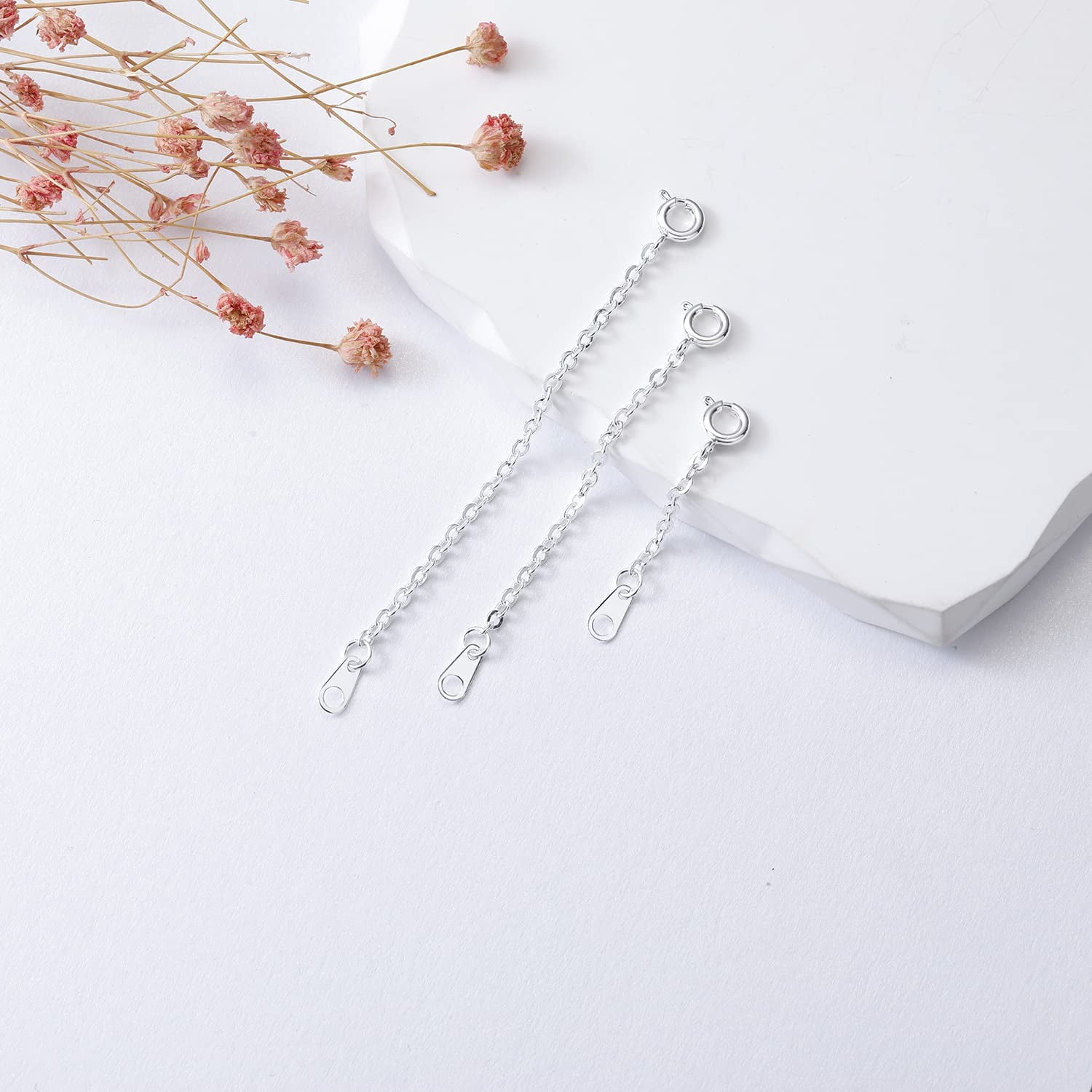 Silver Necklace Extenders Delicate 2",3",4" Inches Necklace Extension ...