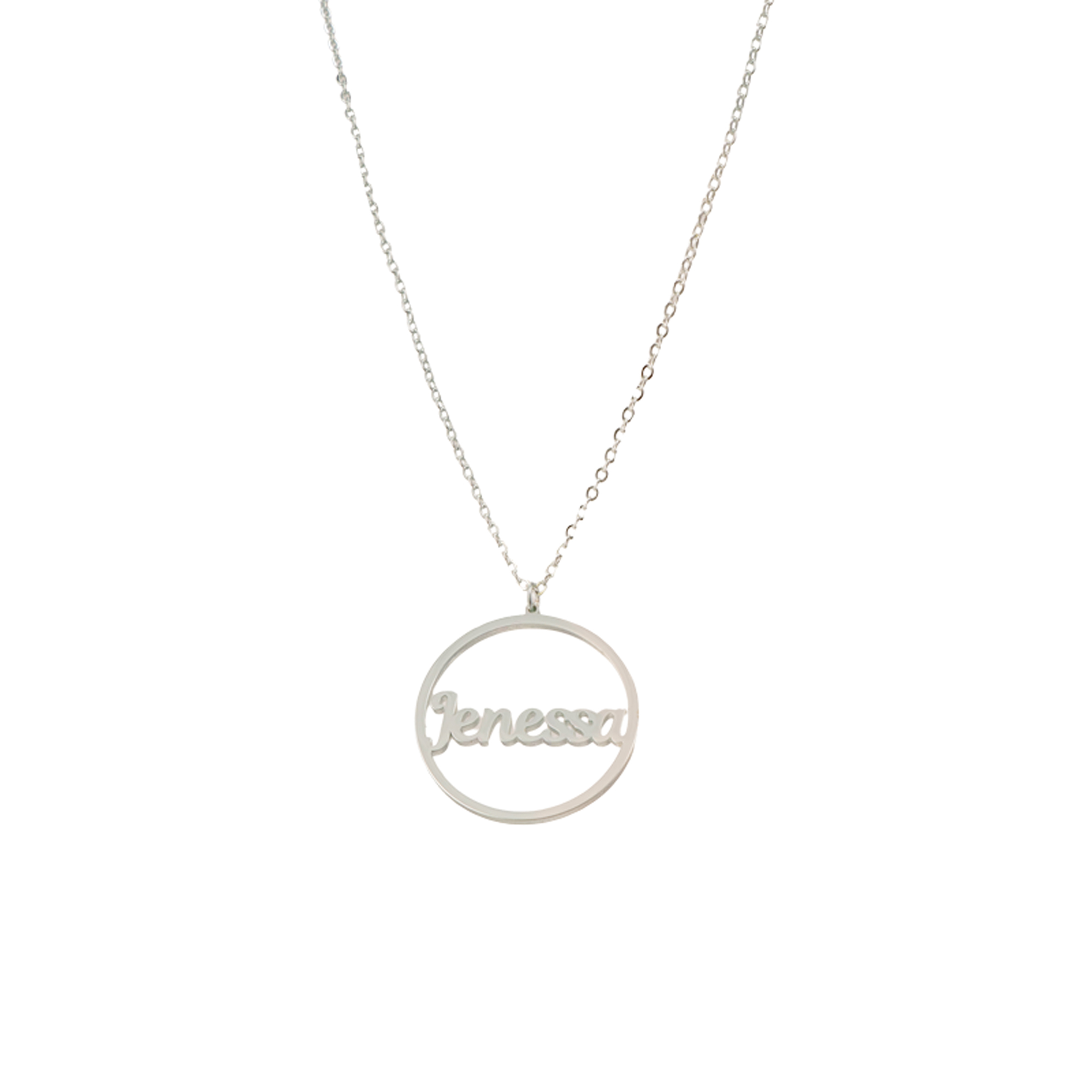 Silver Necklace with Circular Pendant - Smooth Texture, Lobster Clasp ...