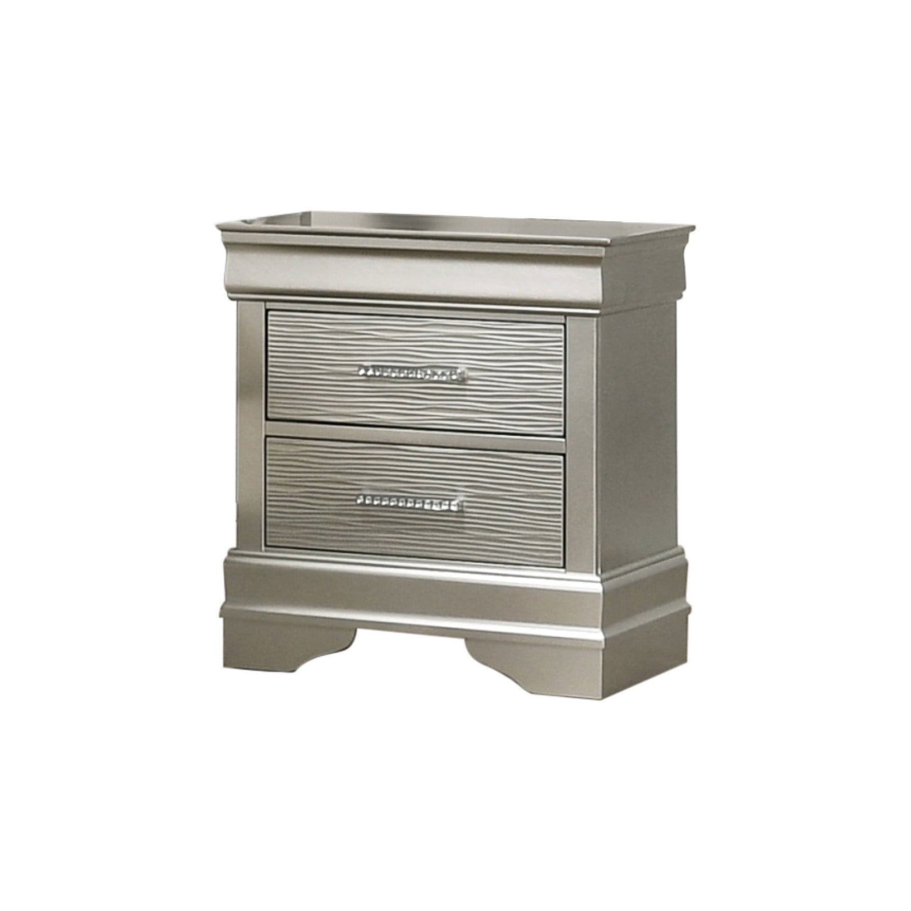 Silver Nightstand with 2 Drawers+Practical Storage”-“Bedroom Storage ...