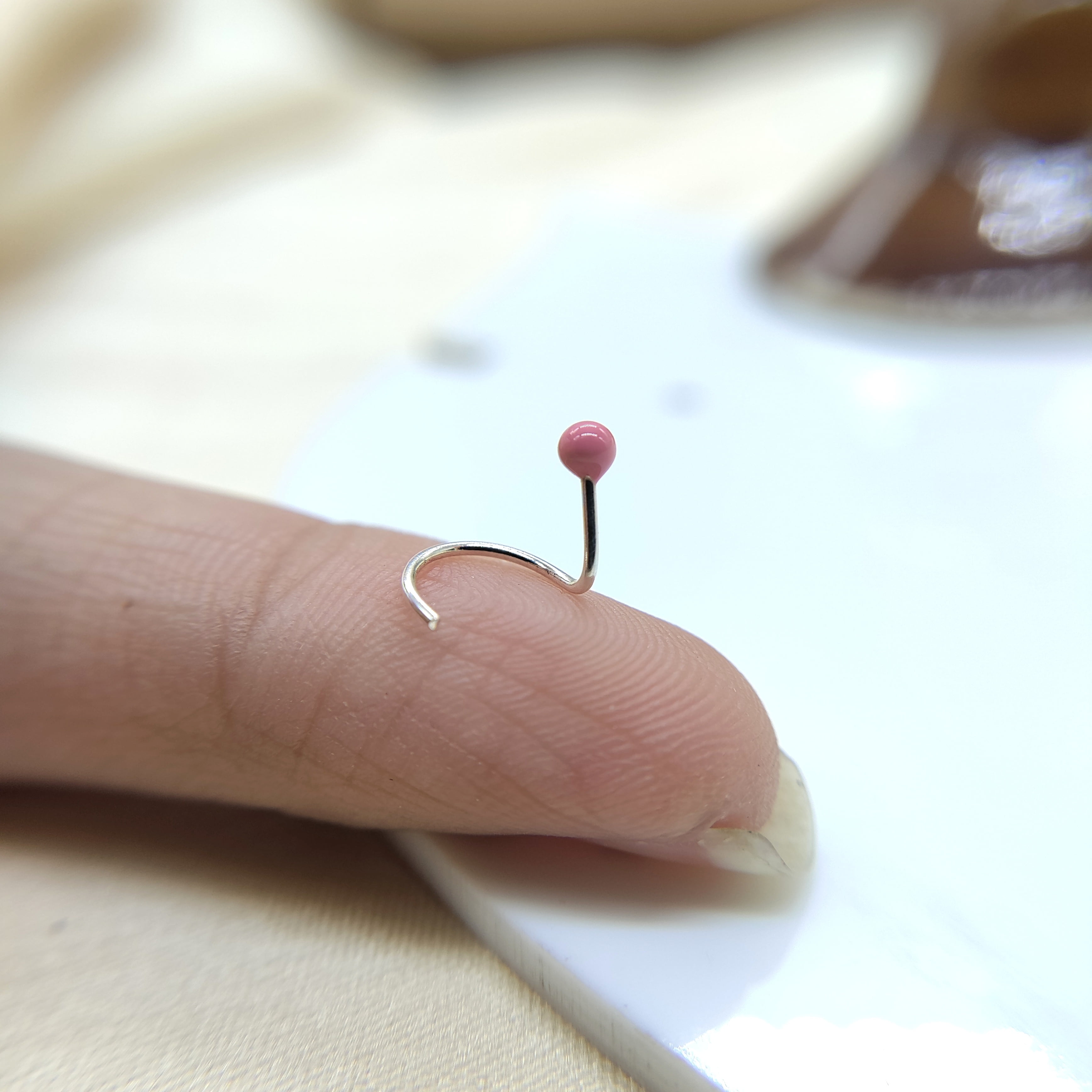 925 Sterling Silver Boho Pierced Nose ring Gift-Pink For Her - Walmart.com