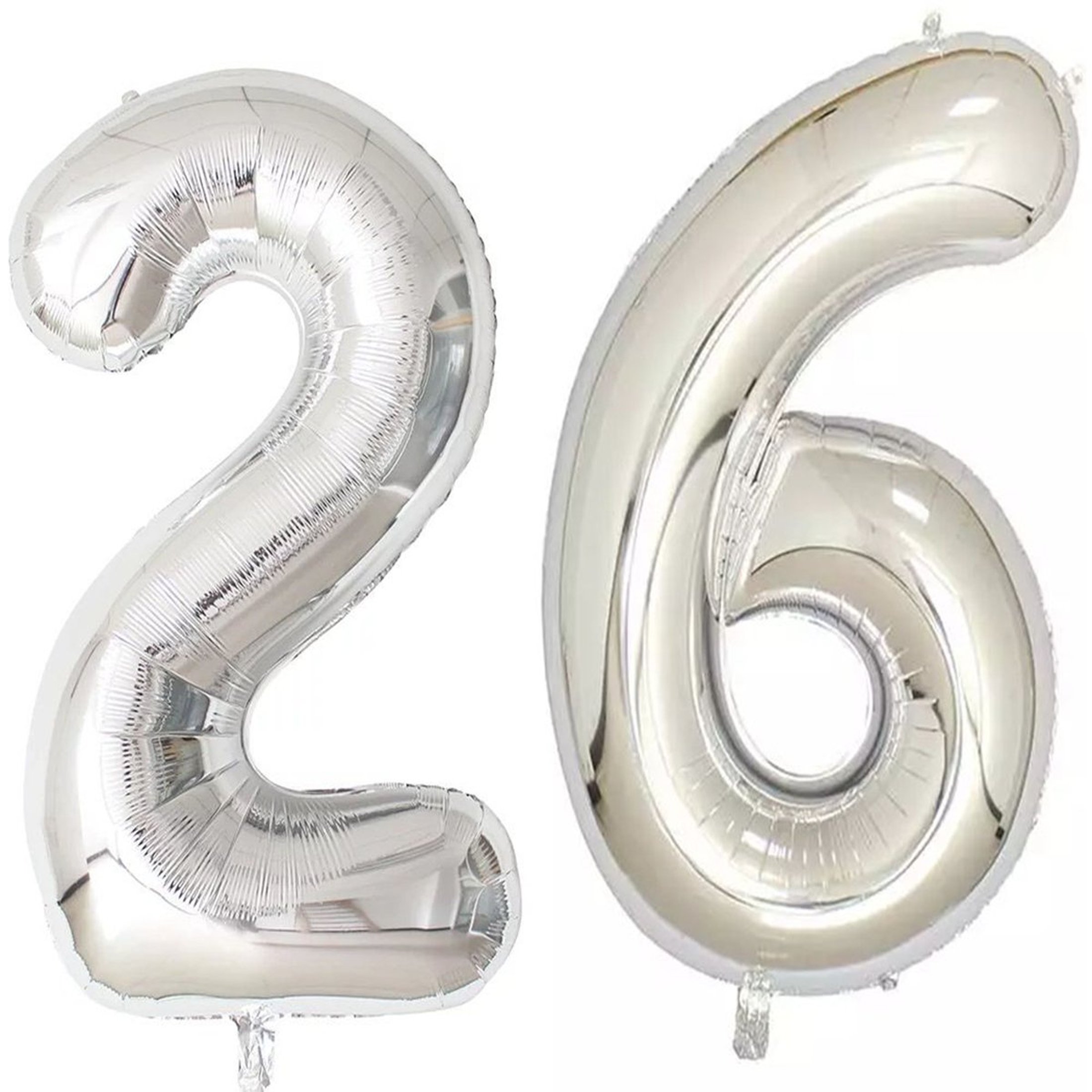 Silver Number 26 Helium Jumbo Balloons - Birthday Party Decorations for ...
