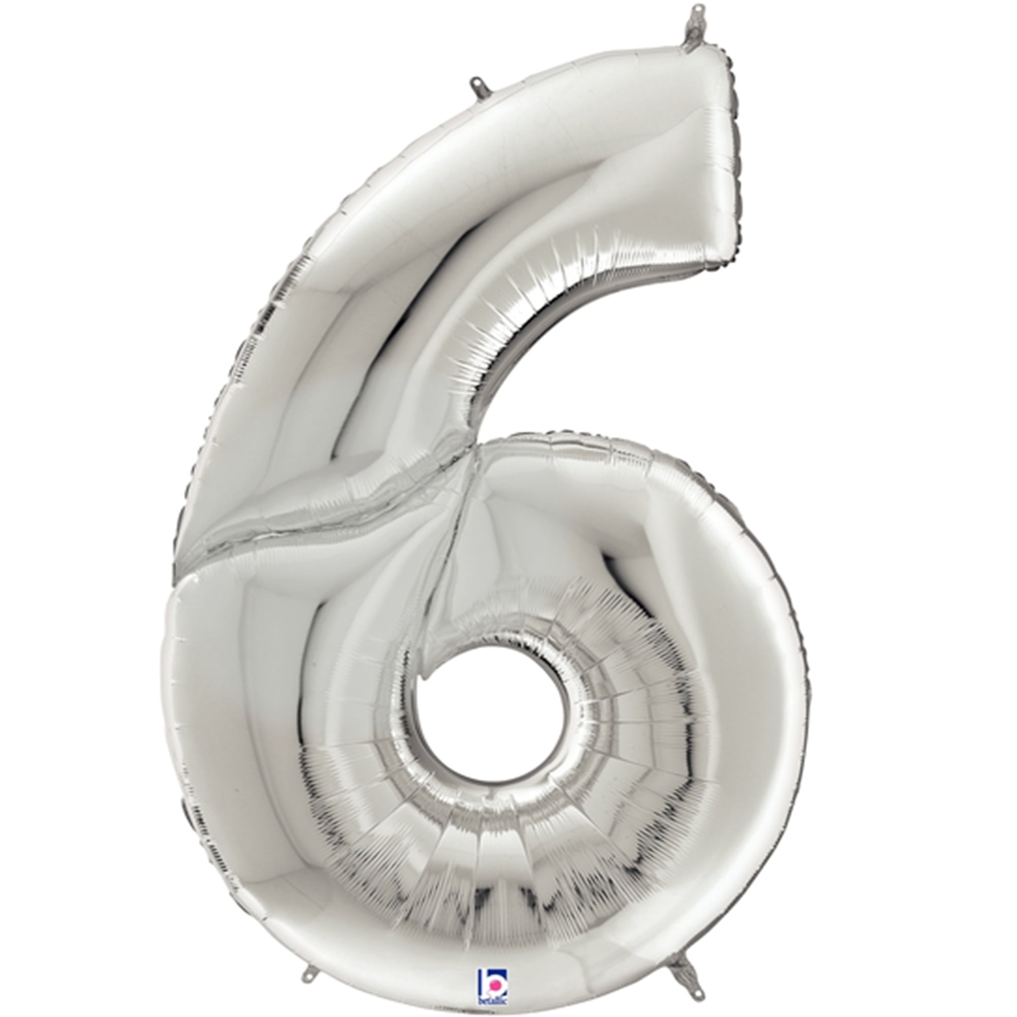 Silver Number 6 Gigaloon Giant Balloon 4 Ft Tall - Walmart.com